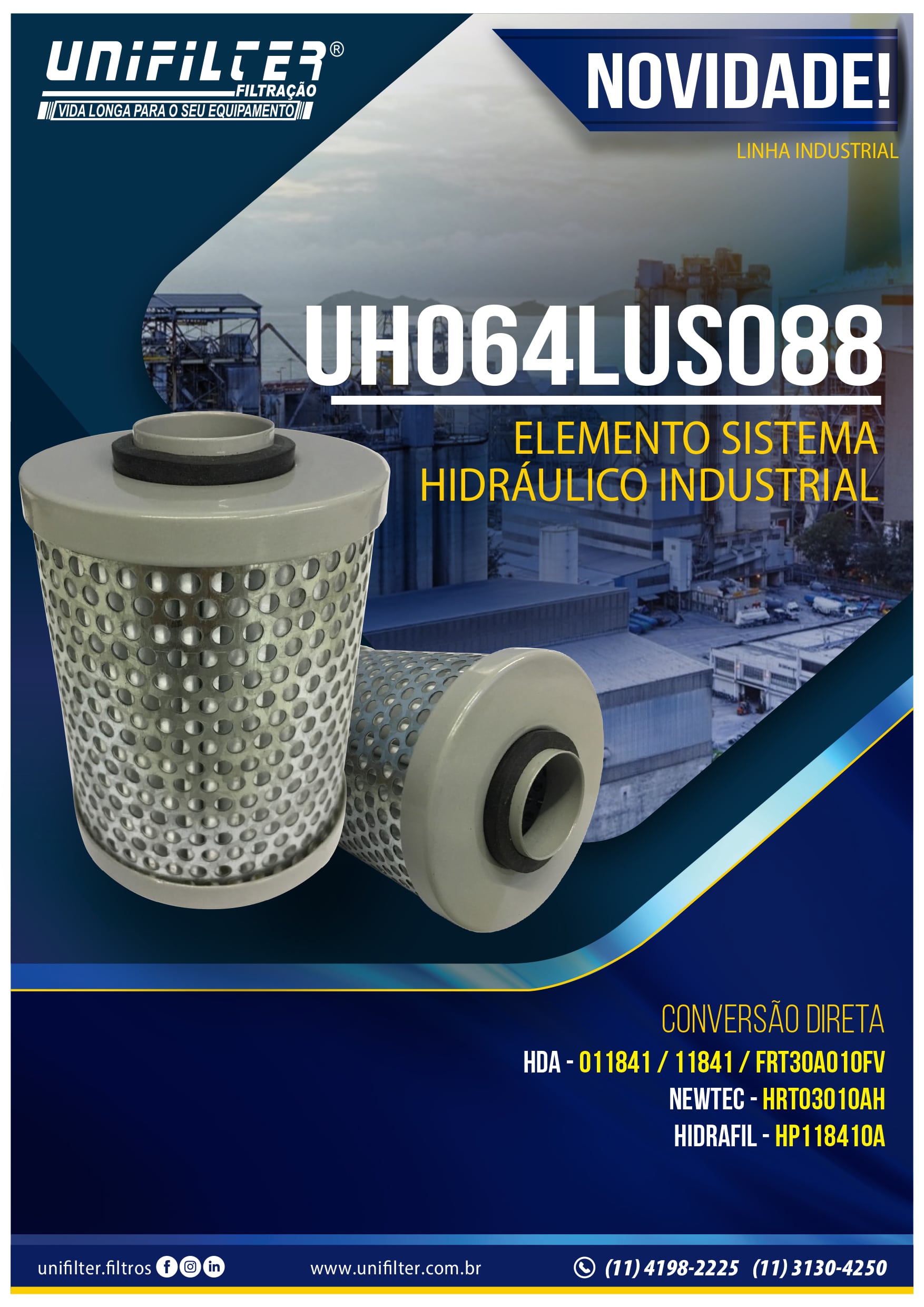 UH064LUS088 - Elemento Sistema Hidráulico Industrial - Unifilter