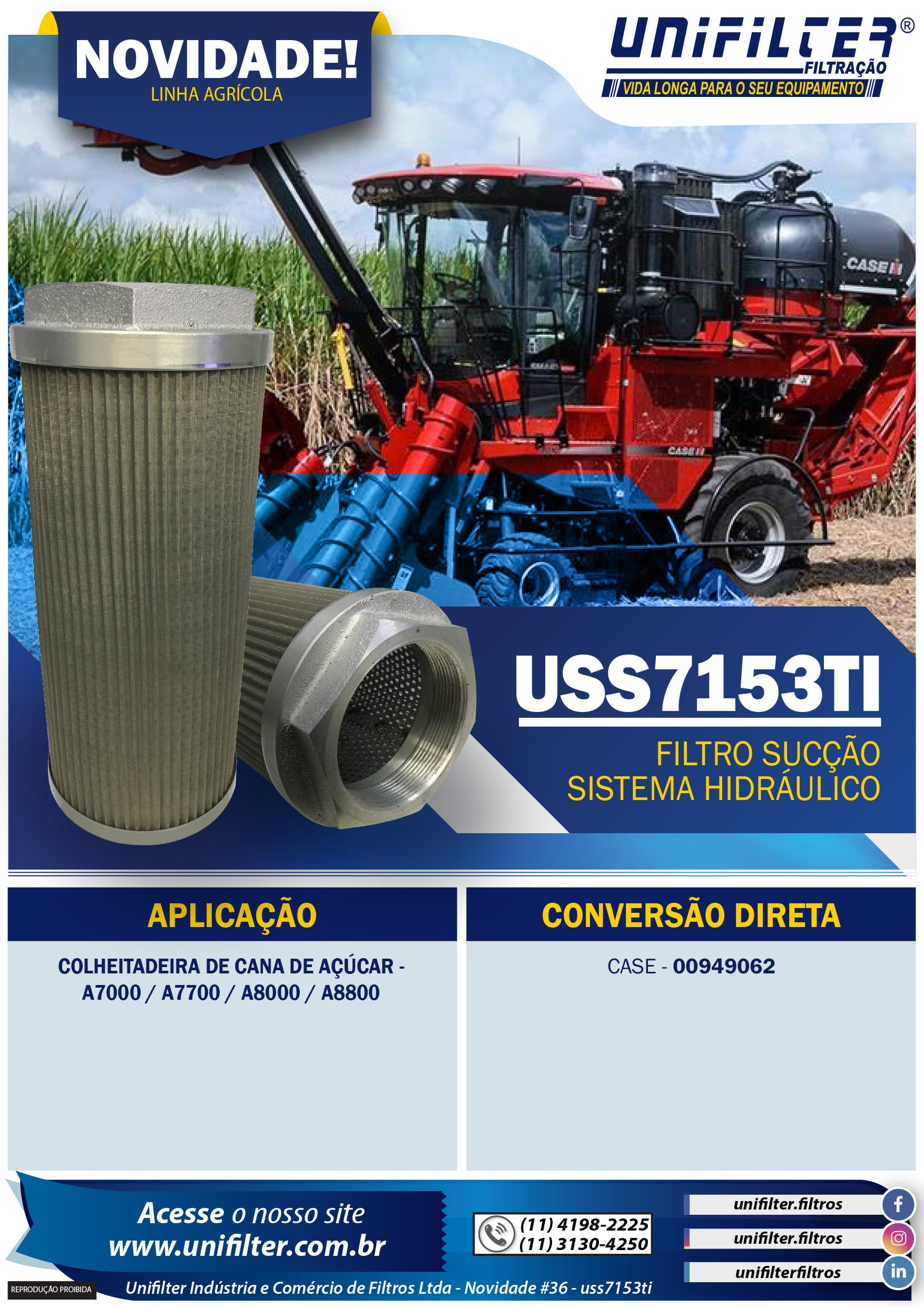 USS7153TI - Filtro Sucção Sistema Hidráulico - Unifilter