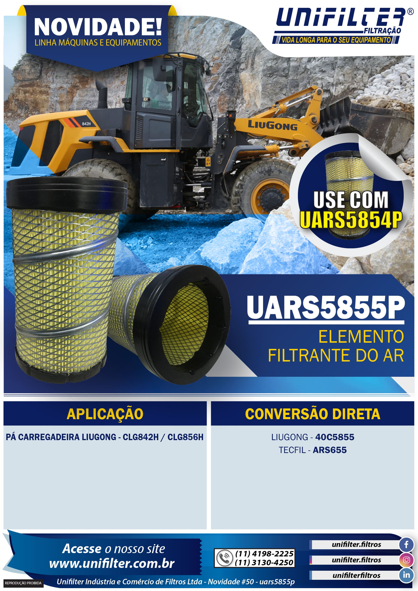 UARS5855P - Elemento Filtrante do Ar - Unifilter